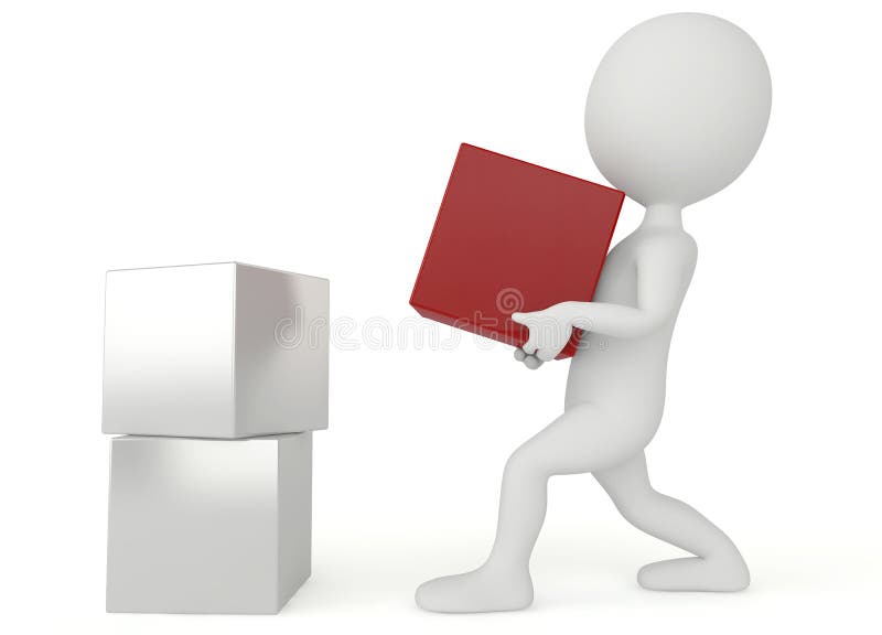 3d Humanoid Character Hold a Red Box Stock Illustration - Illustration ...