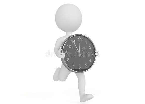 3d Humanoid Character Running with a Clock Stock Illustration ...