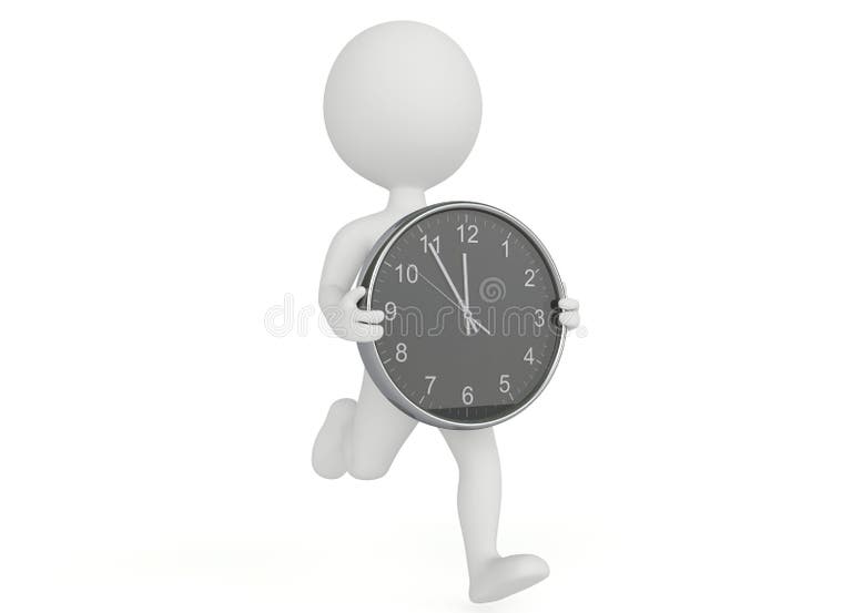3d Humanoid Character Running with a Clock Stock Illustration ...