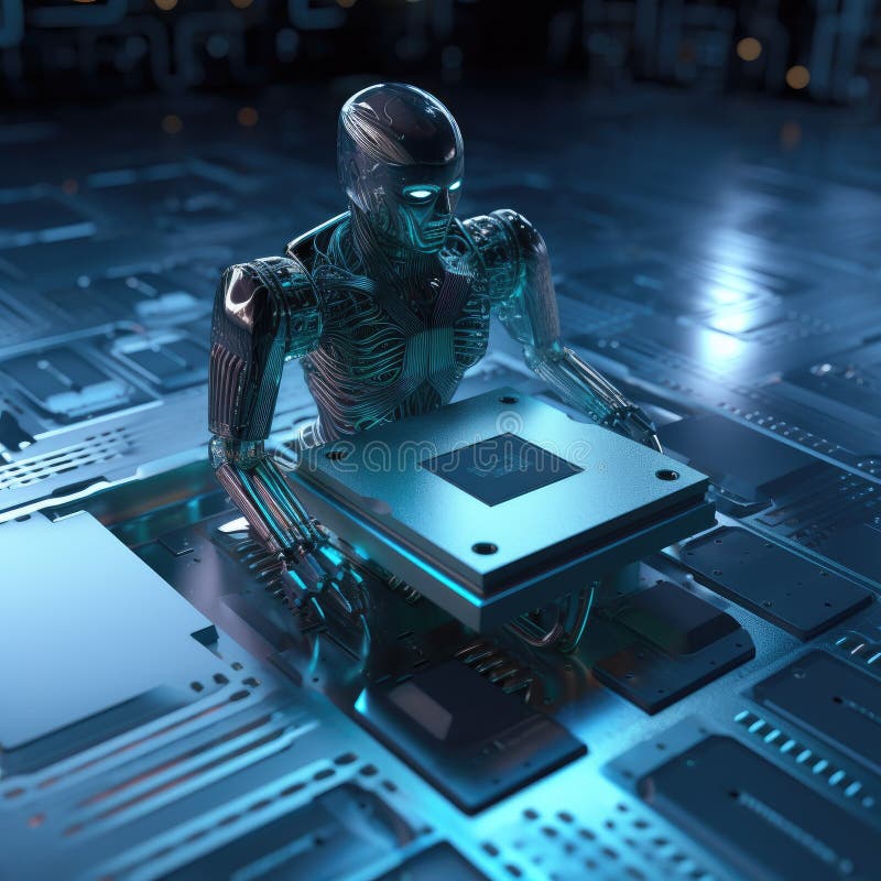 3D Humanoid Robot Machine, Abstract Machine Learning Digital Technology ...