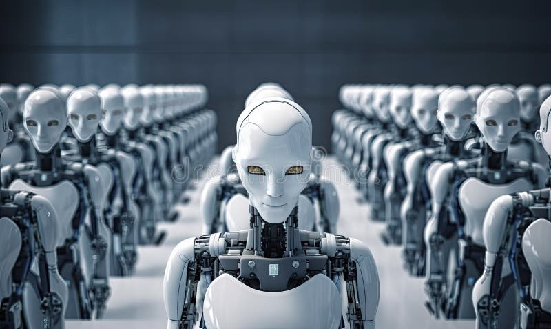 3D Humanoid Robot Machine, Abstract Machine Learning Digital Technology ...