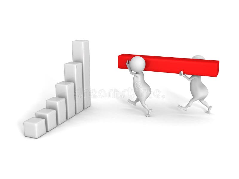 3d Humans Build Success Business Bar Chart Graph Stock Illustration ...