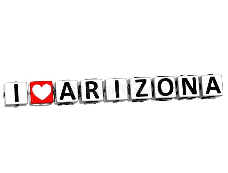 3D I Love Arizona Button Click Here Block Text Stock Illustration ...