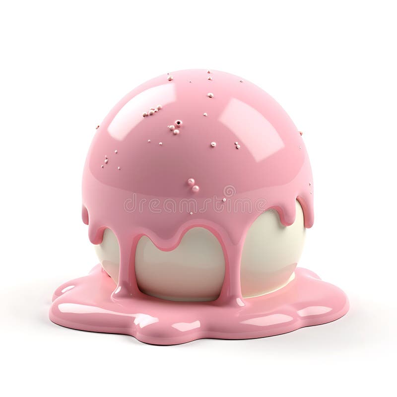 3D Ice Cream Ball with Melting Effect Stock Illustration - Illustration ...