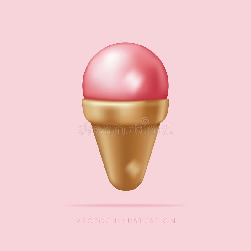 3D Ice Cream. Vector Illustration in Cartoon Minimal 3D Style Stock ...