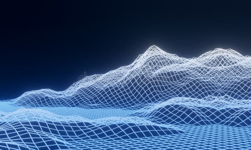 3D Ice Mountain Grid. Abstract Topography Stock Illustration ...
