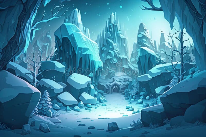 2d Ice Snow Background Environment For A Battle Arena Mobile Game Stock Illustration