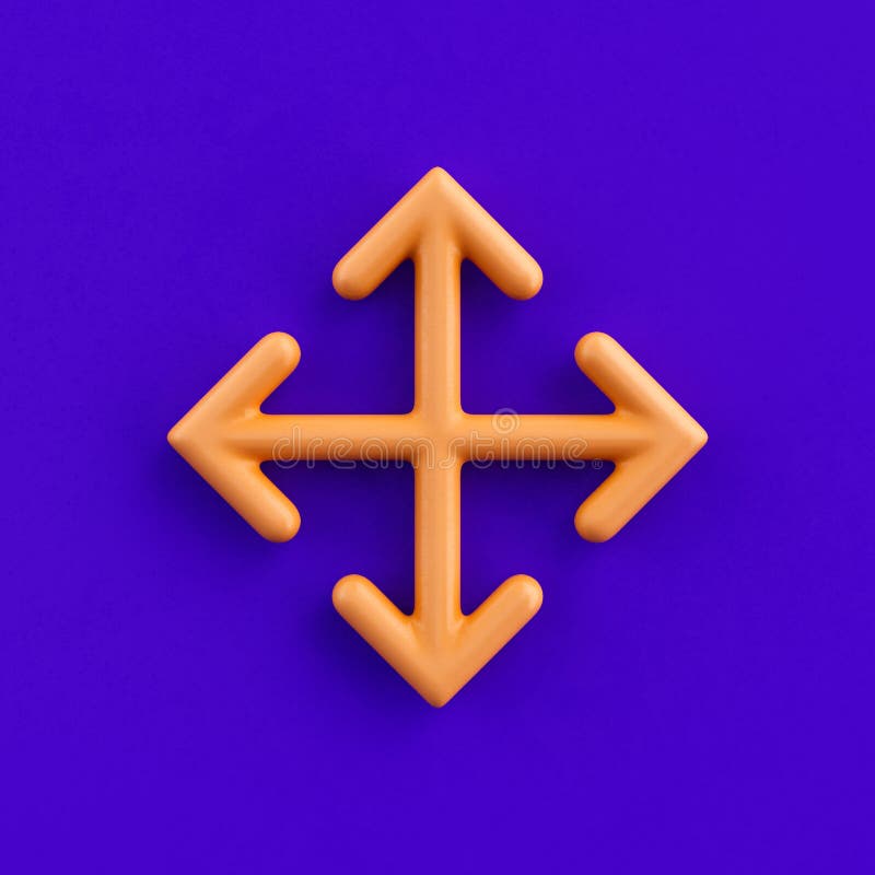 3d Icon All Directions, Outline Yellow Arrow Icon, Direction Symbol, 3d ...