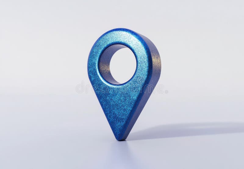 3D Rendering of a Blue Location Pin on a White Background, Symbolizing ...