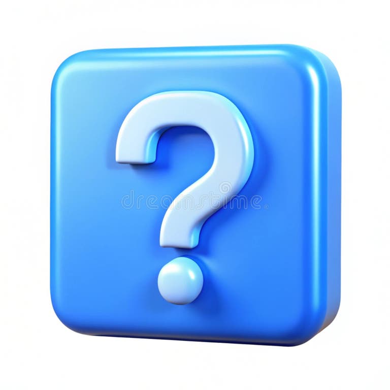 Blue Square with Question Mark 3D Icon on White Background Stock ...
