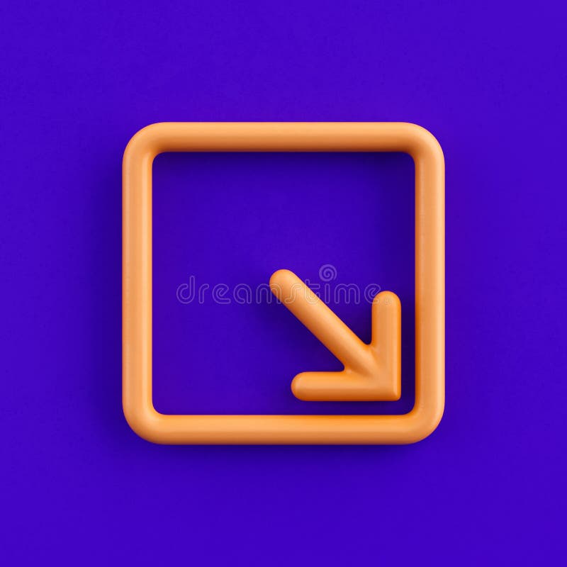 3d Icon Box Arrow Bottom Right, Outline Yellow Arrow Icon, Direction ...