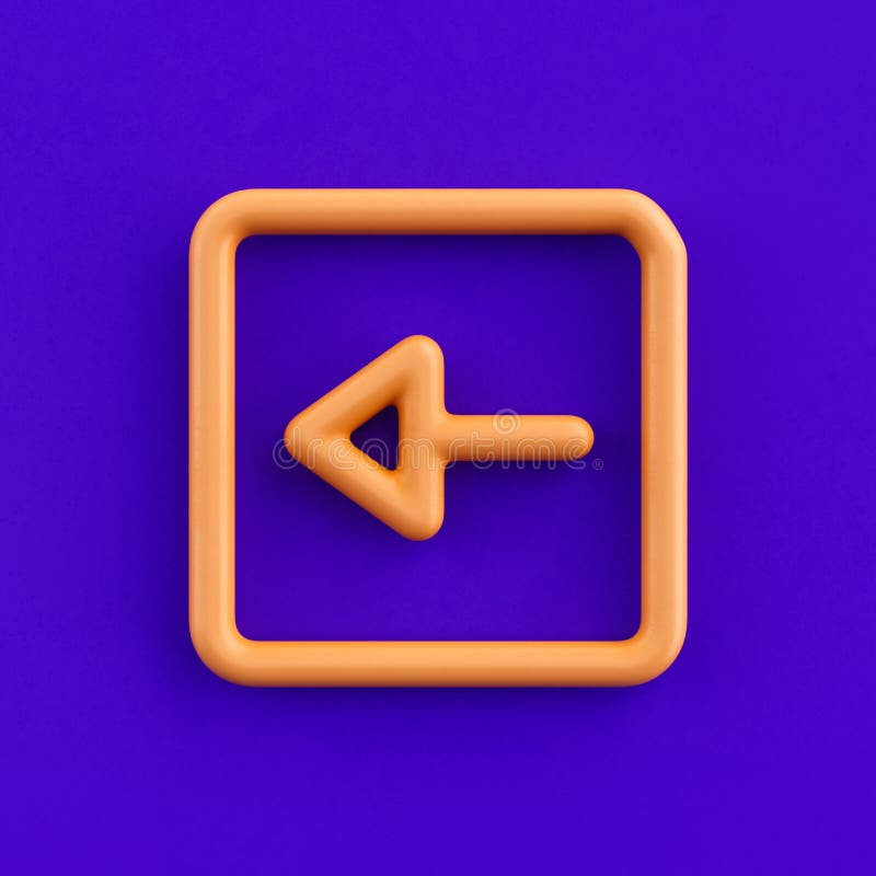 3d Icon Box Arrow Pointing Left, Outline Yellow Arrow Icon, Direction ...