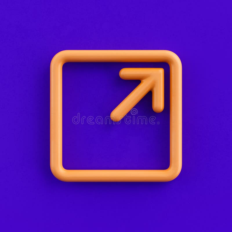 3d Icon Box Arrow Top Right, Outline Yellow Arrow Icon, Direction ...