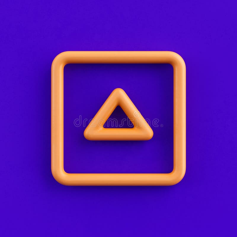 3d Icon Box Caret Up, Outline Yellow Arrow Icon, Direction Symbol, 3d ...
