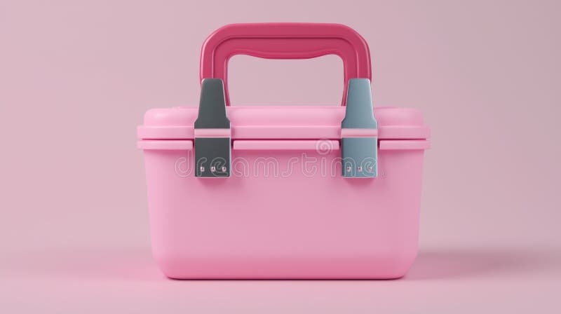 3D Icon of a Bright Pink Toolbox for Engineers on a Soft Pink ...