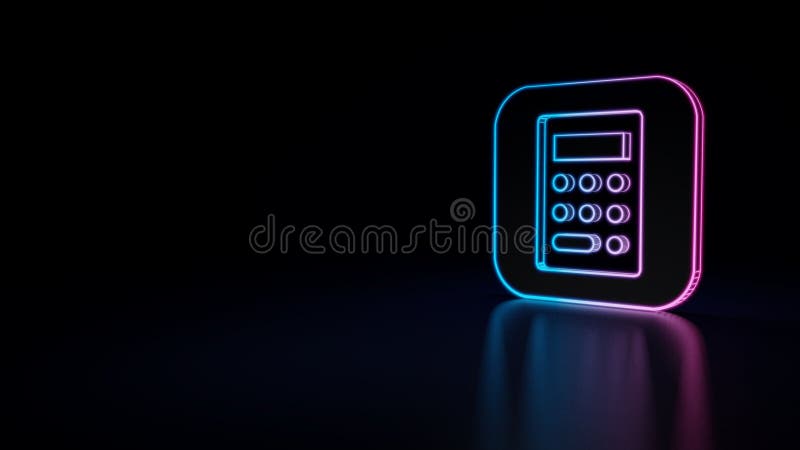 3d icon of calculator stock illustration. Illustration of neon - 139849240