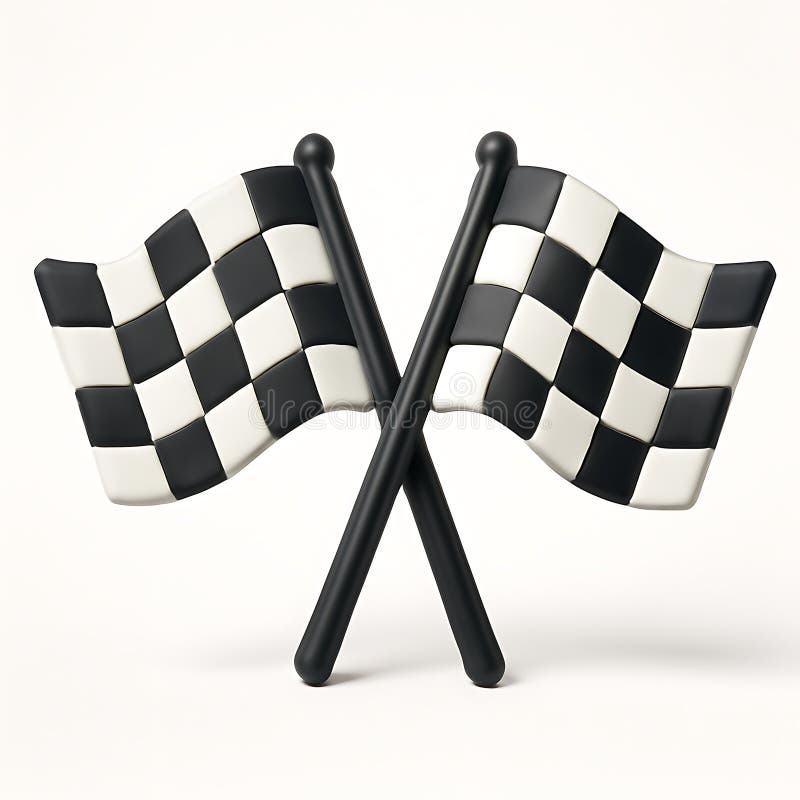 3D Icon of Checkered Racing Flags Crossed Isolated on White Background ...