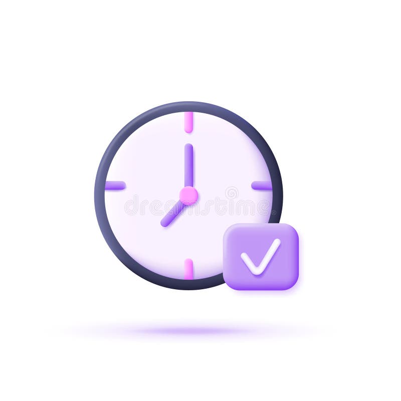 3d Icon Clock and Approval Mark. Modern and Trendy Icon Isolated on ...