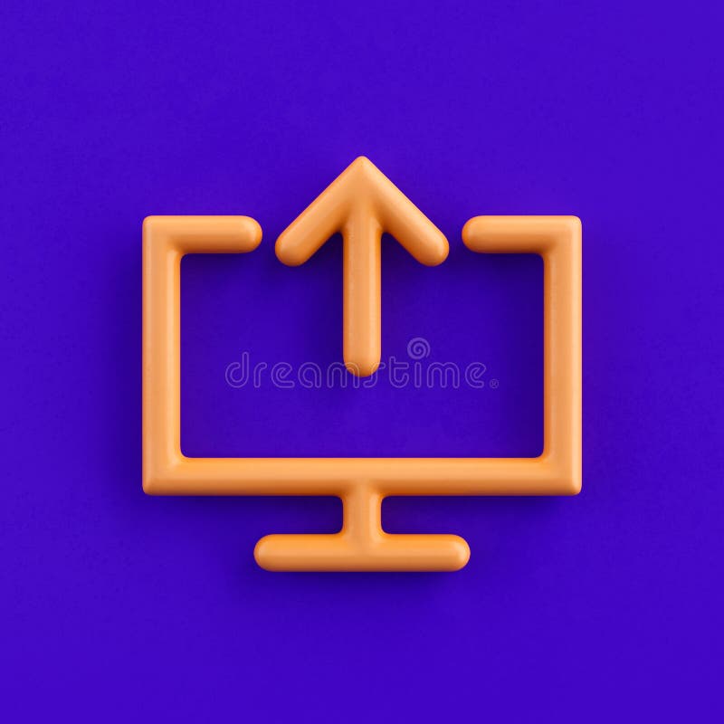 3d Icon Upload, Outline Yellow Arrow Icon, Direction Symbol, 3d ...