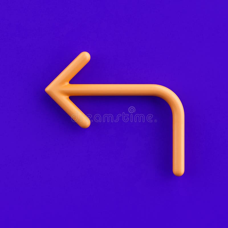 3d Icon Corner Left Round, Outline Yellow Arrow Icon, Direction Symbol ...