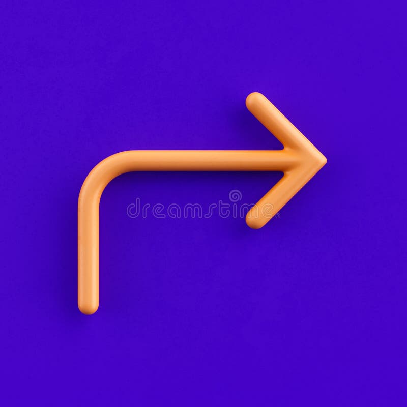 3d Icon Corner Right Round, Outline Yellow Arrow Icon, Direction Symbol ...