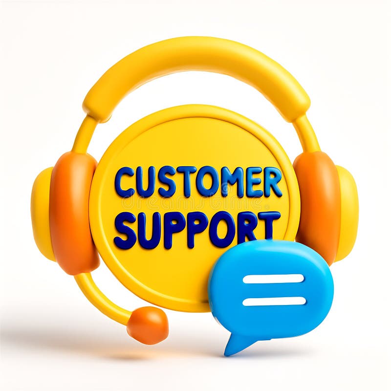 3D Icon of Customer Support Headset and Chat Bubble Isolated on White ...