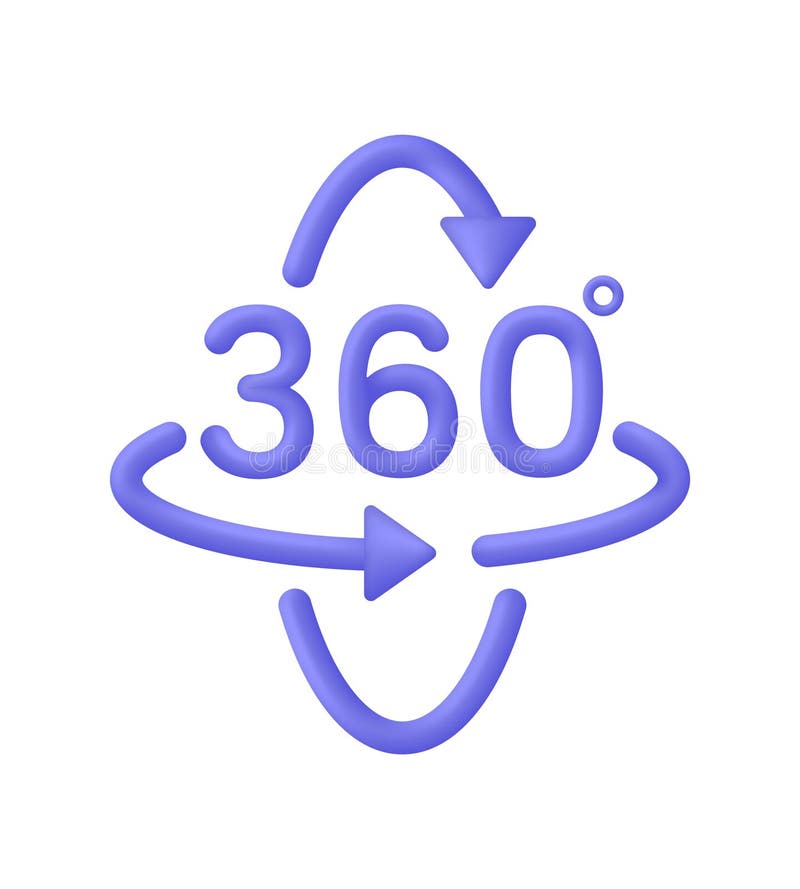 3D 360 Icon. 360 Degree View Symbol. Panoramas and 360 Degrees Rotating Stock Illustration ...