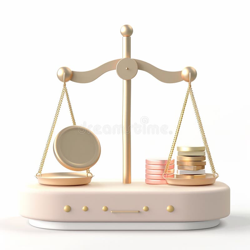 3D Icon Depicting Financial Balance Scale on White Background Stock ...