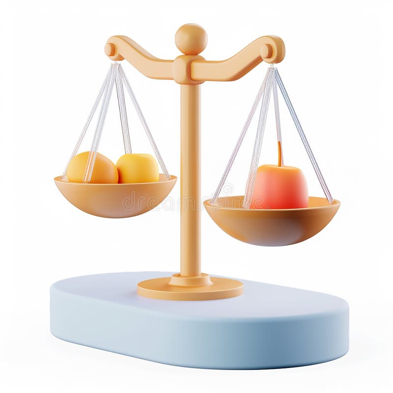 3D Icon Depicting Financial Balance Scale on White Background Stock ...
