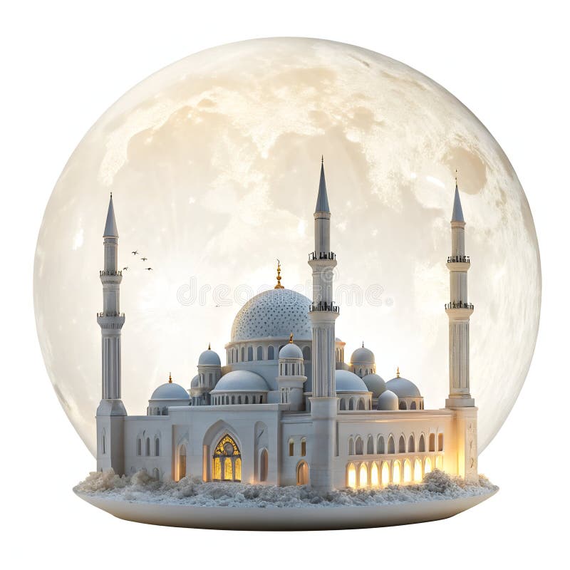 Mosque on Moon 3D Icon on White Background â€ Religious and Lunar ...