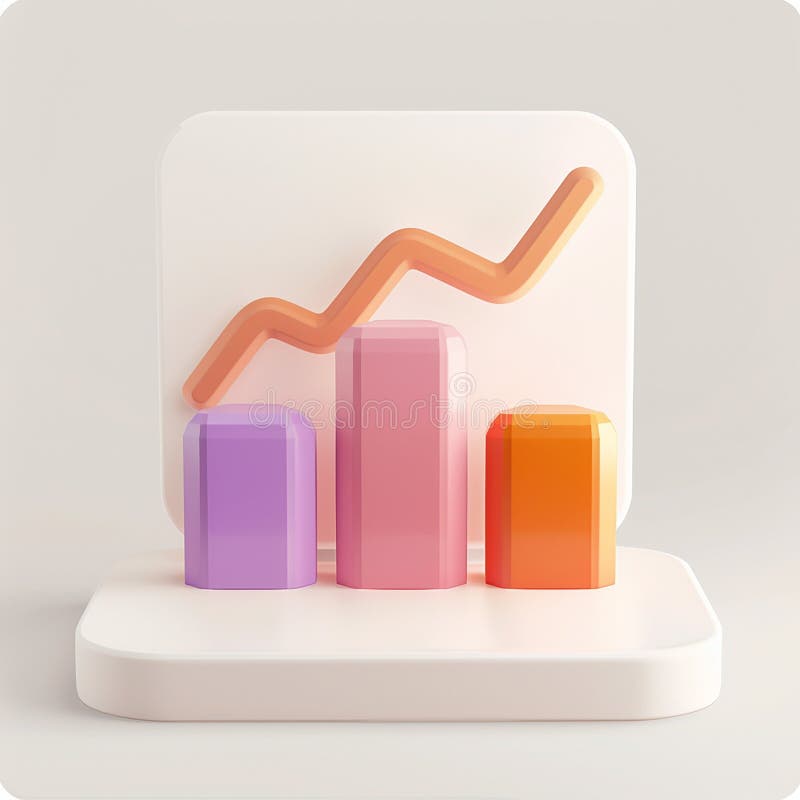 3D Icon Depicts Growth Chart on White Background Stock Illustration ...