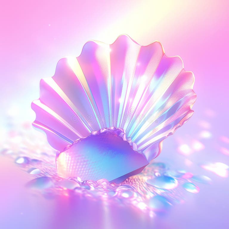 3D Icon Design of Shell with Pearls and Dazzling Light Effect Stock ...