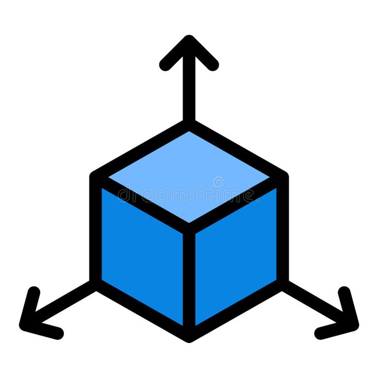 3D Icon: Dimensional Visualization in Flat Line Color Style Stock ...