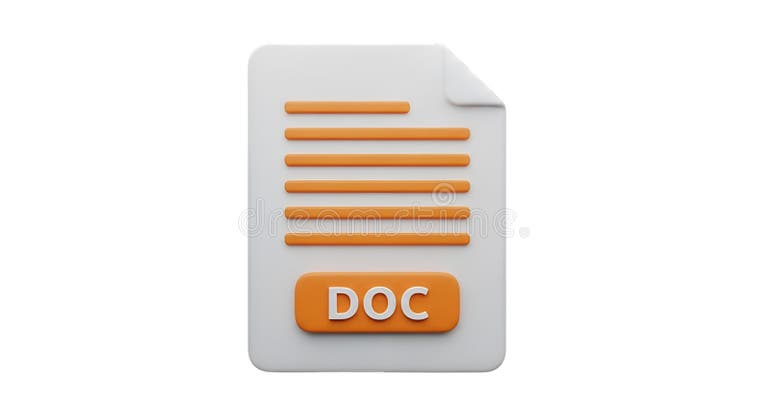 3D Icon of a Document with "DOC" Label Stock Illustration ...