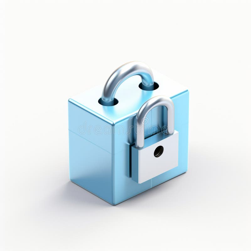 3D Icon of a Double Lock on White Background Generative AI Stock ...