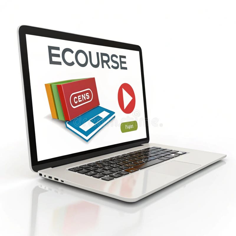 3D Icon ECourse Isolated on White Background Stock Illustration ...