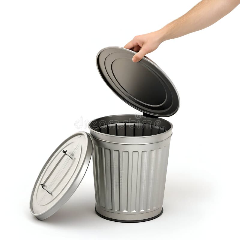 "Empty Trash with Square Background 3D Icon Isolated on White ...