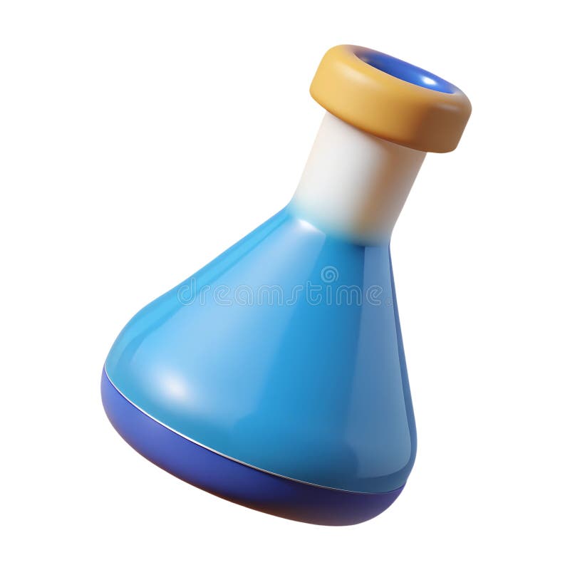 3d Icon Erlenmeyer Flask Isolated on White Background. Cartoon Plastic ...
