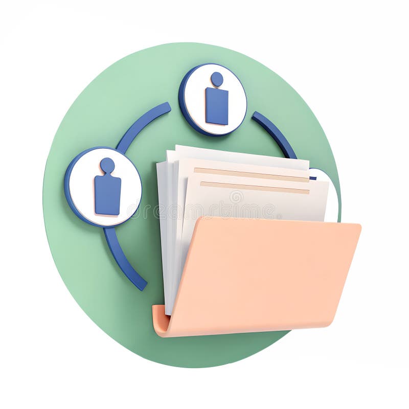 3D Icon, a File Folder Icon with a Document Inside Stock Illustration ...