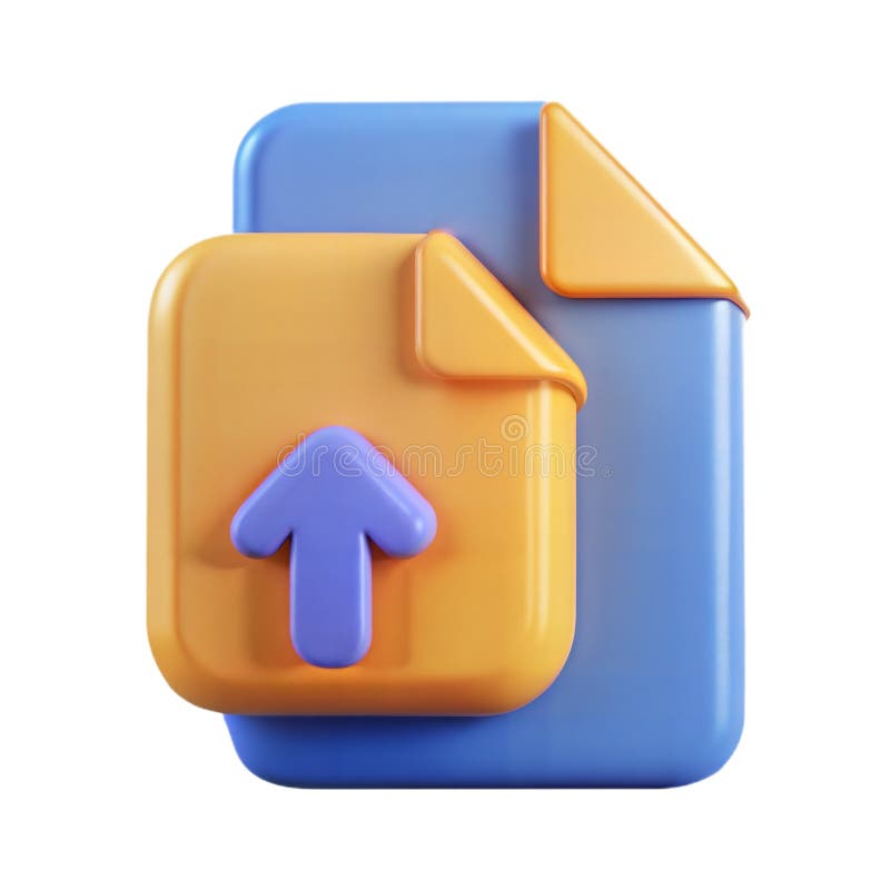 3D Icon of File Upload with Arrow Isolated on White Background Stock ...