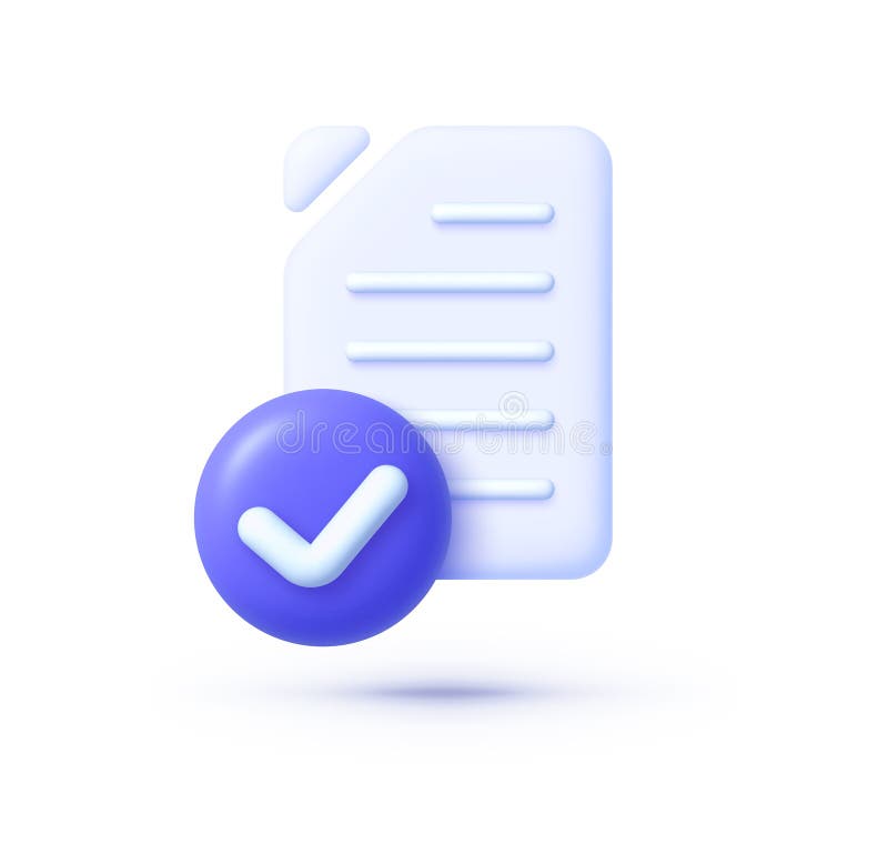 3d Icon with Files Check 3d on White Background for Paper Design ...