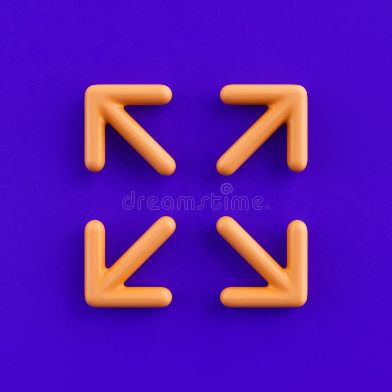 3d Icon Fullscreen, Outline Yellow Arrow Icon, Direction Symbol, 3d ...