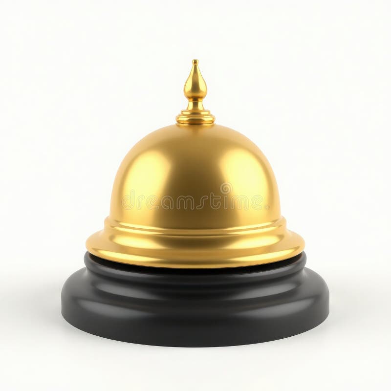 3d Icon of Gleaming Golden Service Bell Isolated on White Background ...