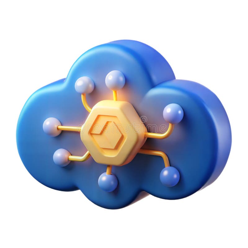 3D Icon of Glowing Cloud with AI Logo and Connected Dots Isolated on White Background Stock ...