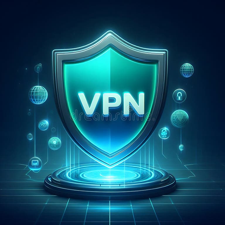 3D Icon of Glowing VPN Shield, Floating Security Element Stock ...