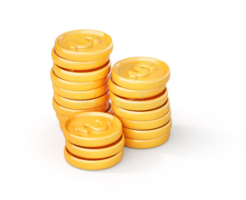 3d Icon of Gold Coins Stack on a White Background. Stock Illustration ...