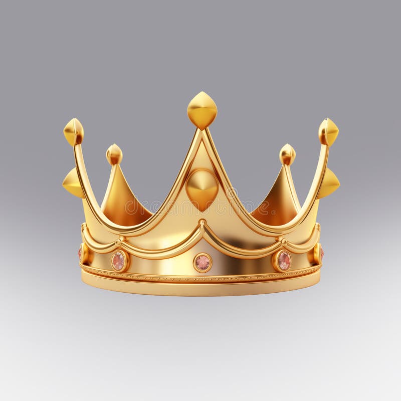 3d Icon of Golden Crown, Cute Style on White Background Stock ...