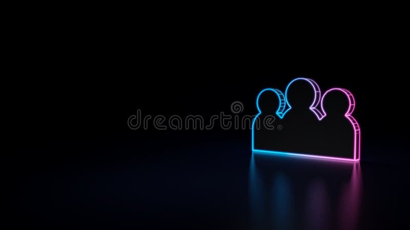 Neon Group of Buisiness People, Teamwork Icon Stock Illustration ...