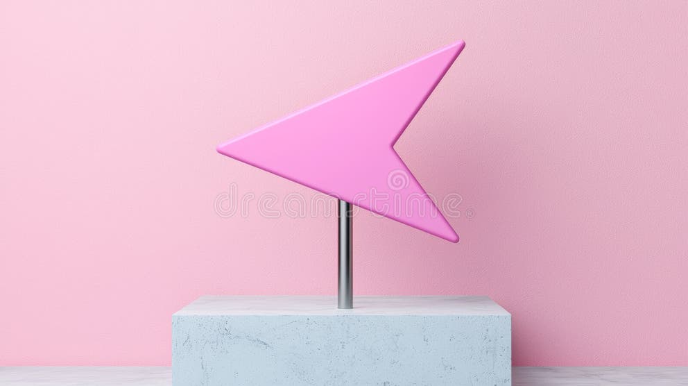 3D Icon of Highway Exit Sign with Arrow Design Against Pink Background ...