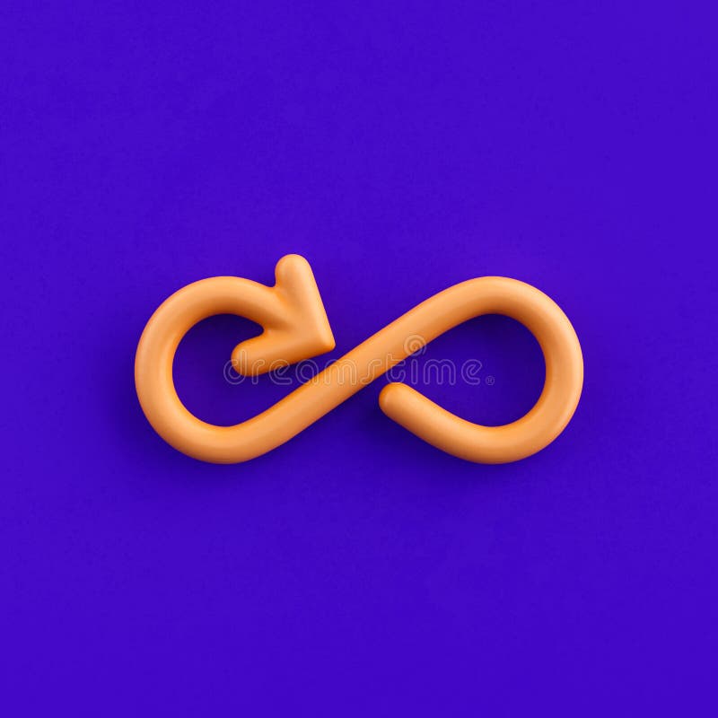 3d Icon Infinite Loop, Outline Yellow Arrow Icon, Direction Symbol, 3d ...